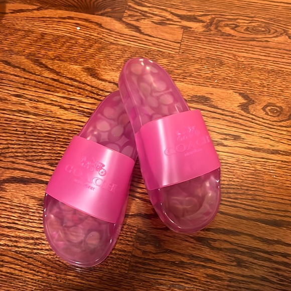 Coach | Shoes | Coach Authentic Coach Slides Pink Worn Once | Poshmark